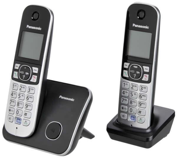 Panasonic KX-TG6812 - Trådløs telefon med opkalds-ID - DECT\GAP - sort + ekstra telefonrør ...