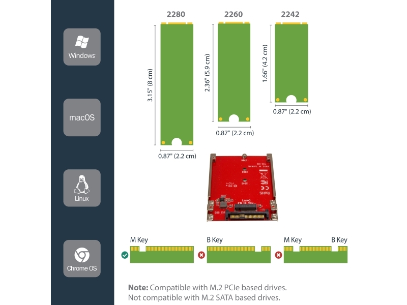 StarTech.com M.2. PCI-e NVMe to U.2 (SFF-8639) Adapter - Not Compatible with SATA Drives or SAS ...