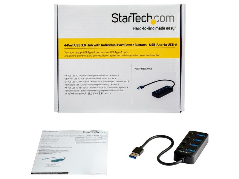 StarTech.com 4 Port USB 3.0 Hub, USB-A to 4x USB 3.0 Type-A with ... StarTech.com 4 Port USB 3.0 Hub, USB-A to 4x USB 3.0 Type-A with ...