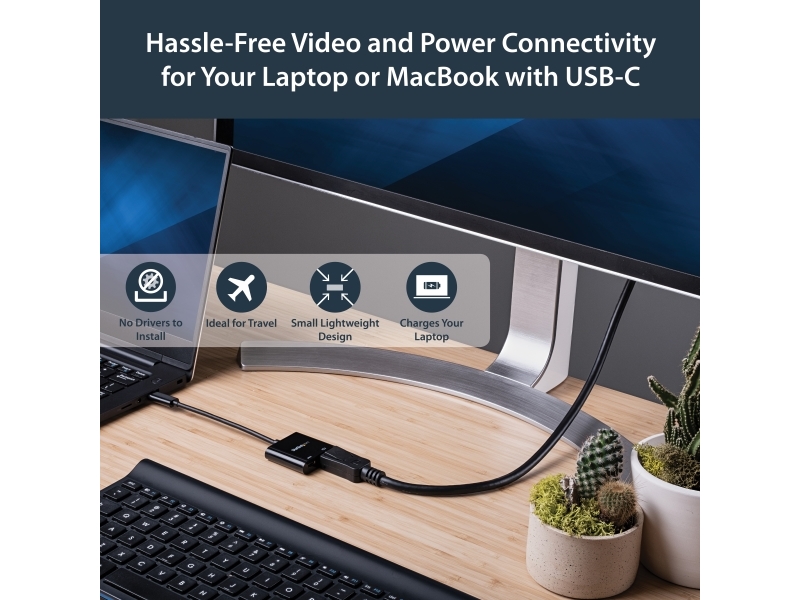 StarTech.com USB C to DisplayPort Adapter with Power Delivery, 4K 60Hz HBR2, USB Type-C to DP 1. ...