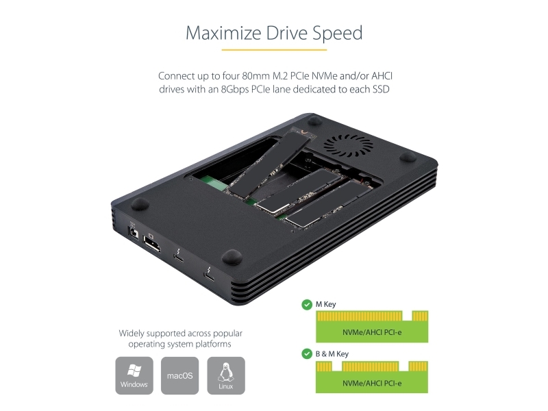 StarTech.com 4 Bay Thunderbolt 3 NVMe Enclosure, For M.2 NVMe Solid ...