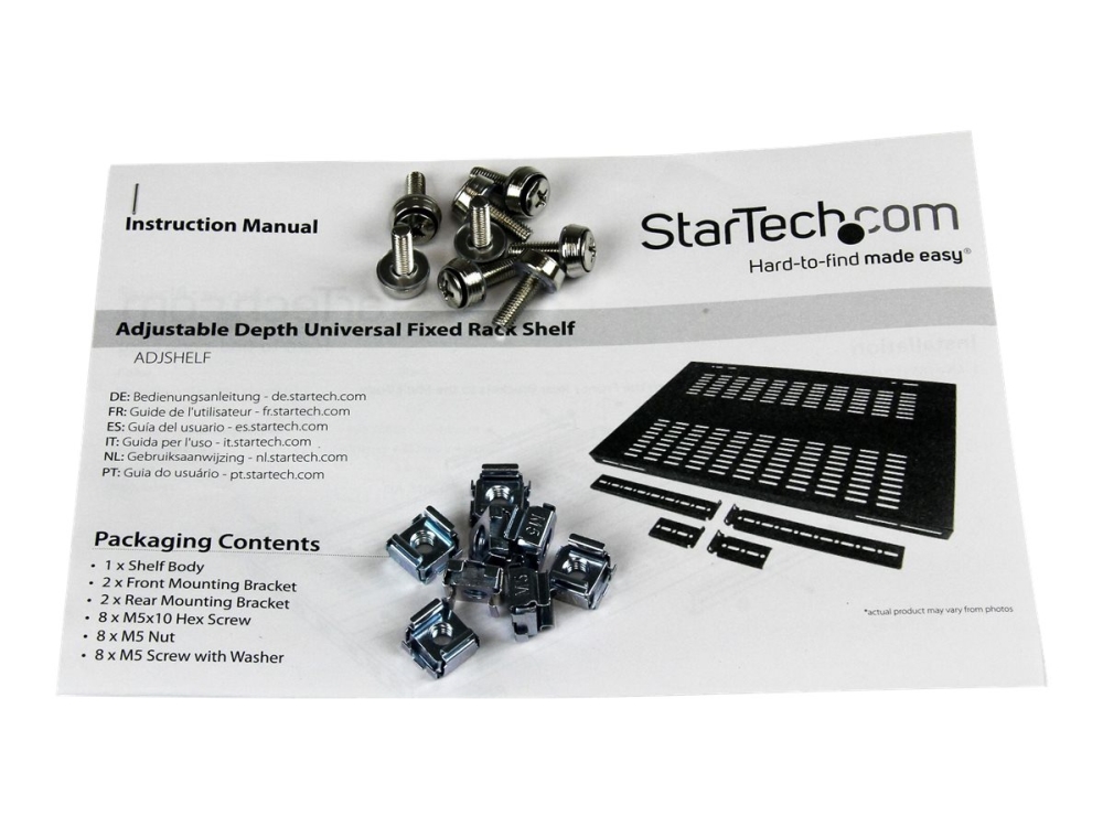 StarTech.com 1U Adjustable Vented Server Rack Mount Shelf - 175lbs - 19 ...
