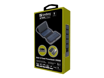 Sandberg Active 6-Panel - Solarstrømbank - Li-pol - 20000 mAh - 74 Wh ...