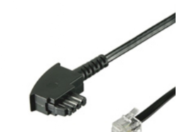 Goobay 3m TAE-F/RJ11 Cable, 3 m, TAE-F, RJ11, Sort, Hanstik, Hanstik