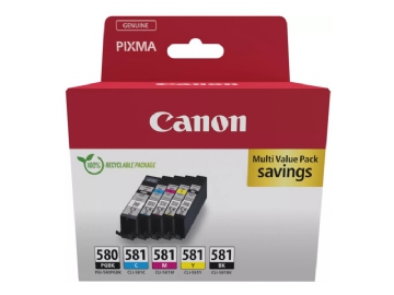 Canon PGI-580/CLI-581 PGBK/C/M/Y/BK Multi Pack - 5-pack - svartfärgad ...